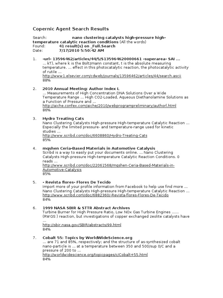 Nano Clustering Catalysts High Pressure High Temperature Catalytic Reaction Conditions Pdf
