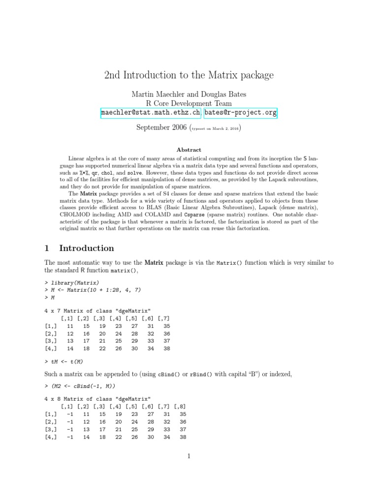 Introducción de Matrices en R | PDF | Matrix (Mathematics) | Areas Of ...