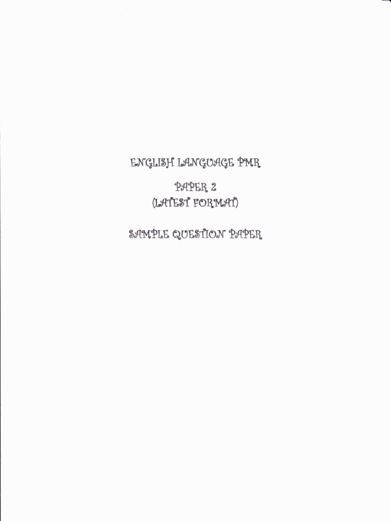English PMR Latest Format - Sample Paper 2 PDF | PDF | Language Arts ...