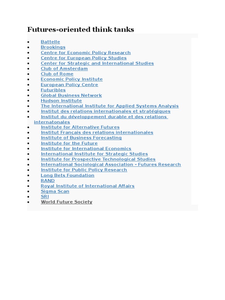 Think Tank | PDF | Think Tank | Political Theories