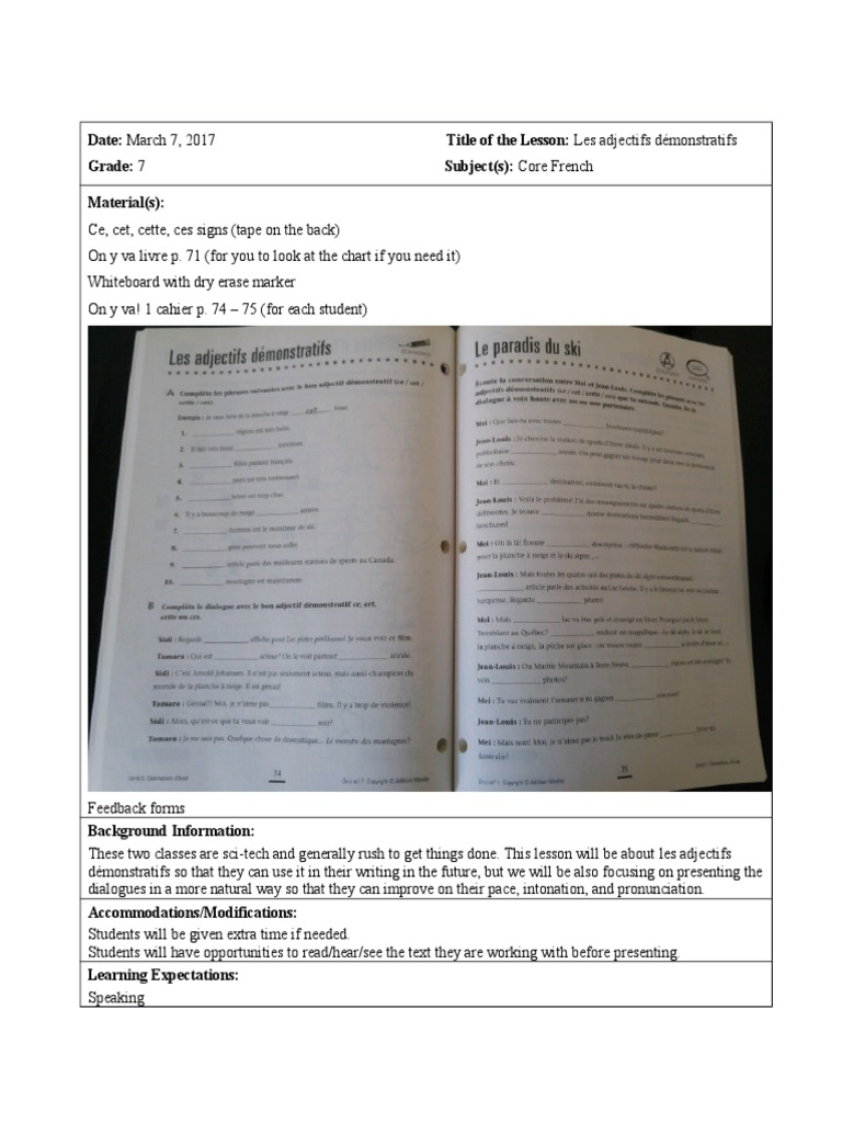 Teaching Demonstrative Adjectives in French | PDF | Applied Psychology ...