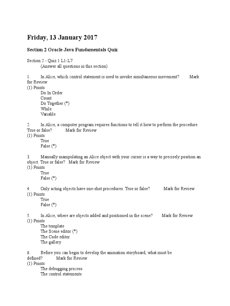 Section 2 - Quiz 1 L1-L7 | PDF | Control Flow | Subroutine