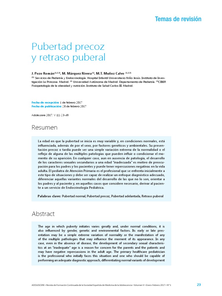 Pubertad Precoz y Retraso Puberal | PDF | Pubertad | Hormona luteinizante
