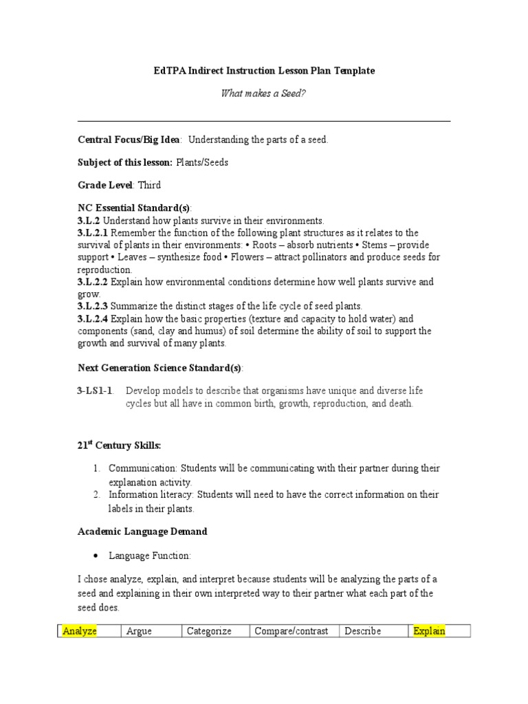 Science Imb Lesson Plan | PDF | Seed | Plants