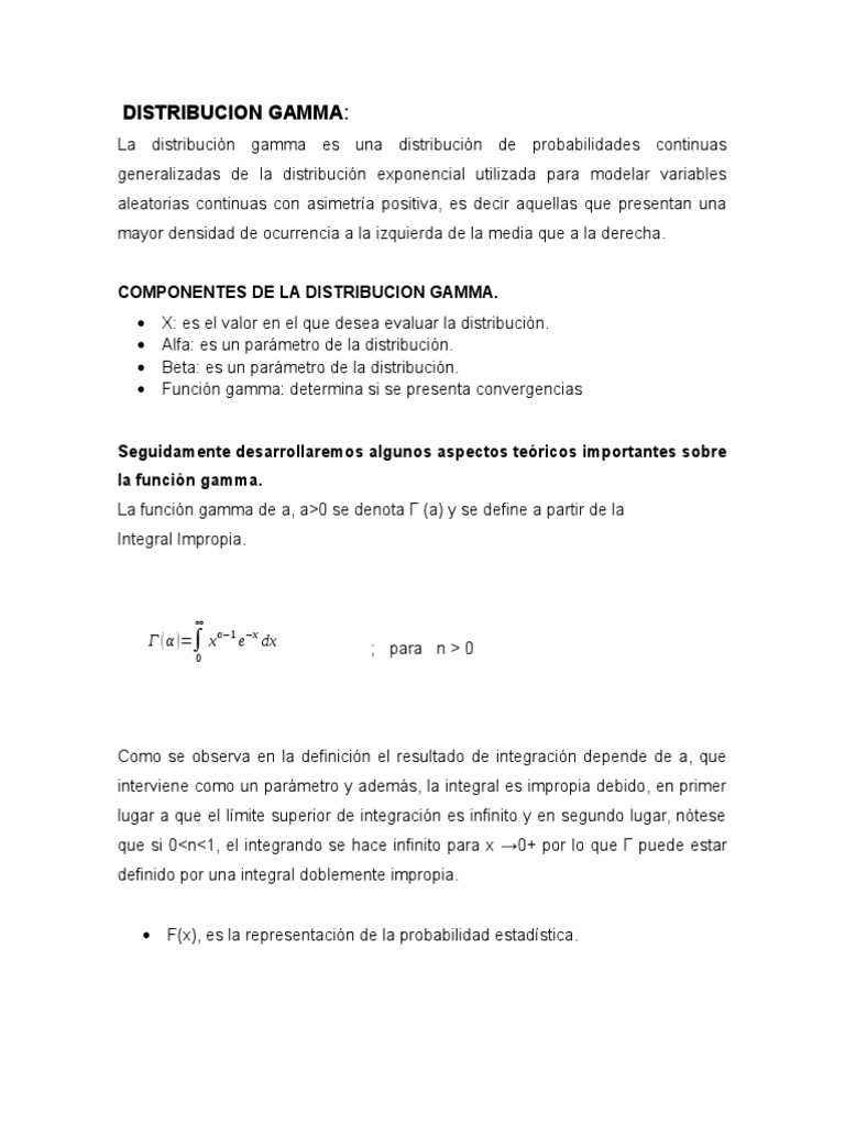 Distribucion Gamma | PDF | Distribución de probabilidad | Función de ...