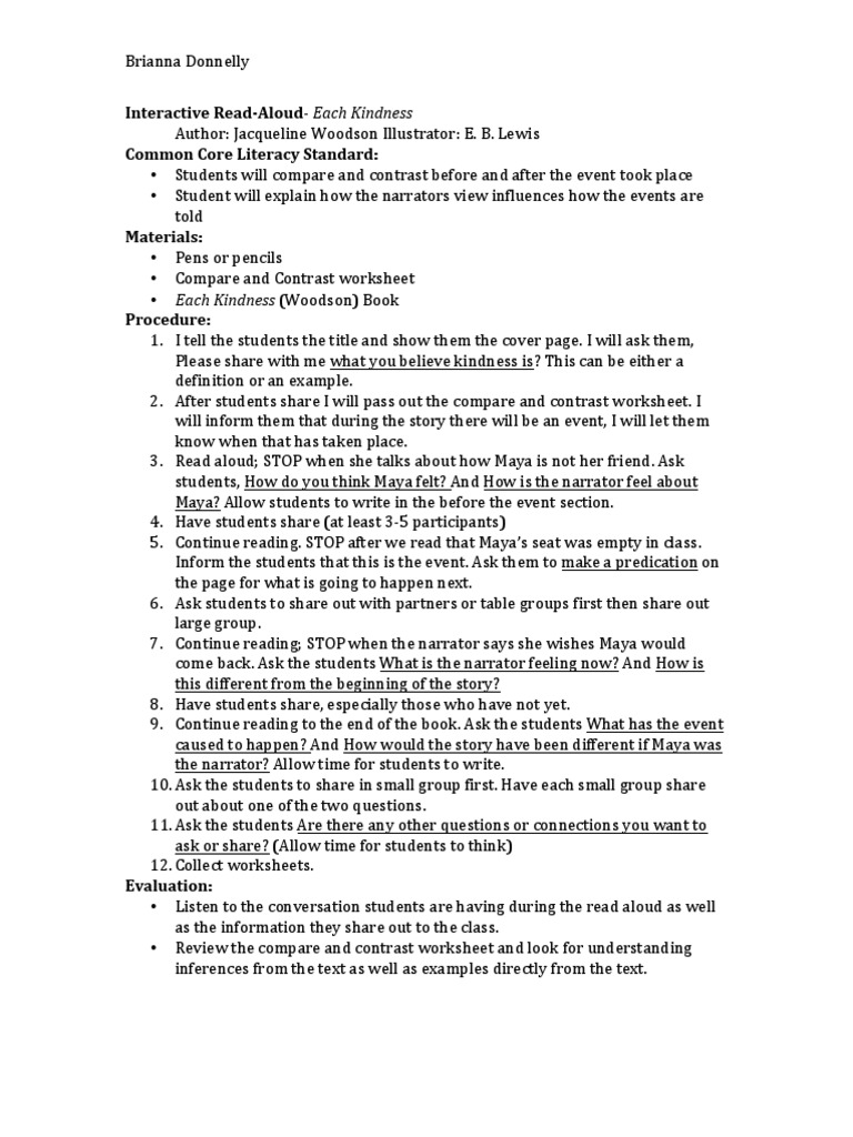 Each Kindness | PDF | Narration | Cognition