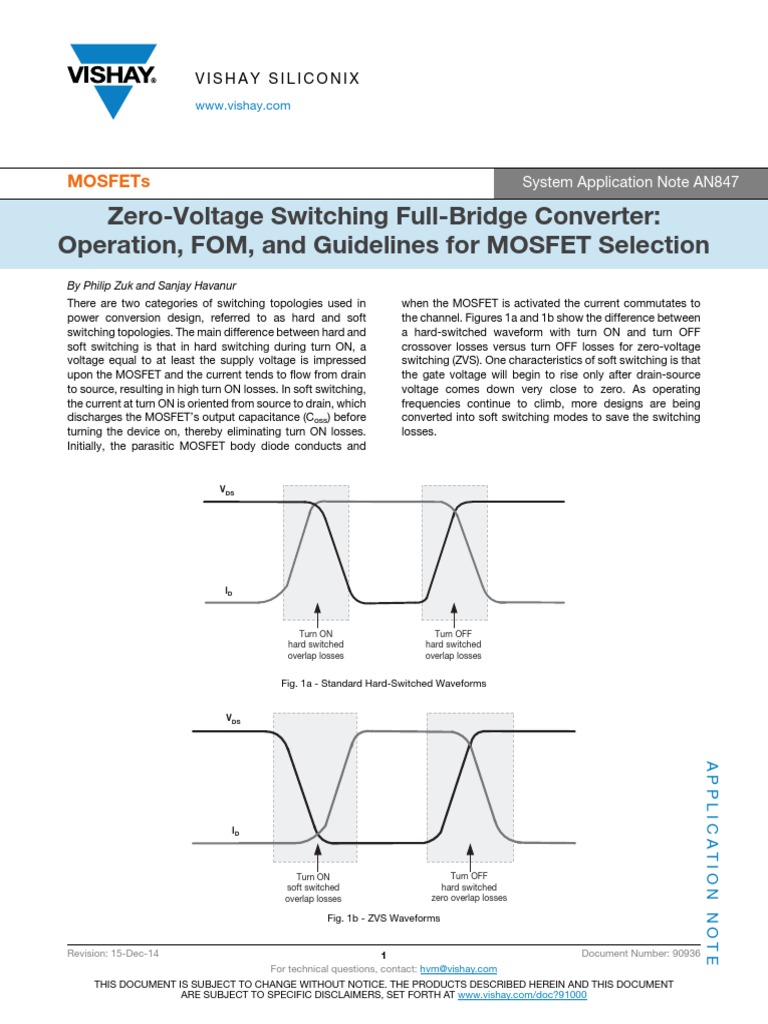 ZVS Full-Bridge Converter Guidelines | PDF | Mosfet | Diode