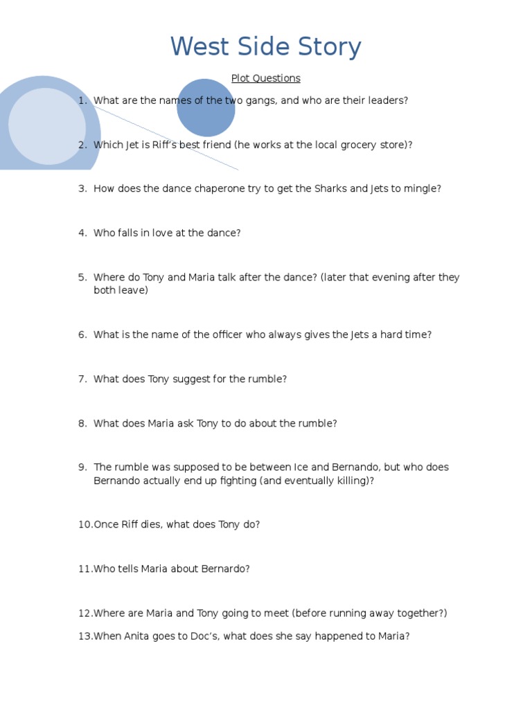 West Side Story Movie Worksheet | PDF