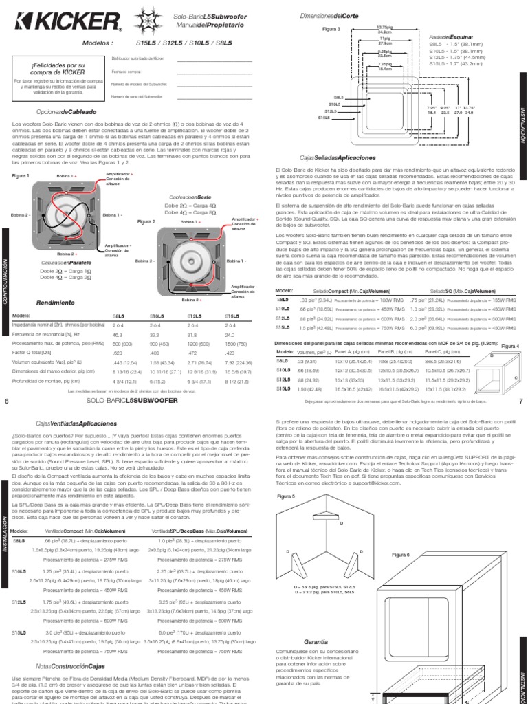 Especificaciones Kicker Solo-Baric L7 | PDF | Altoparlante | Olas