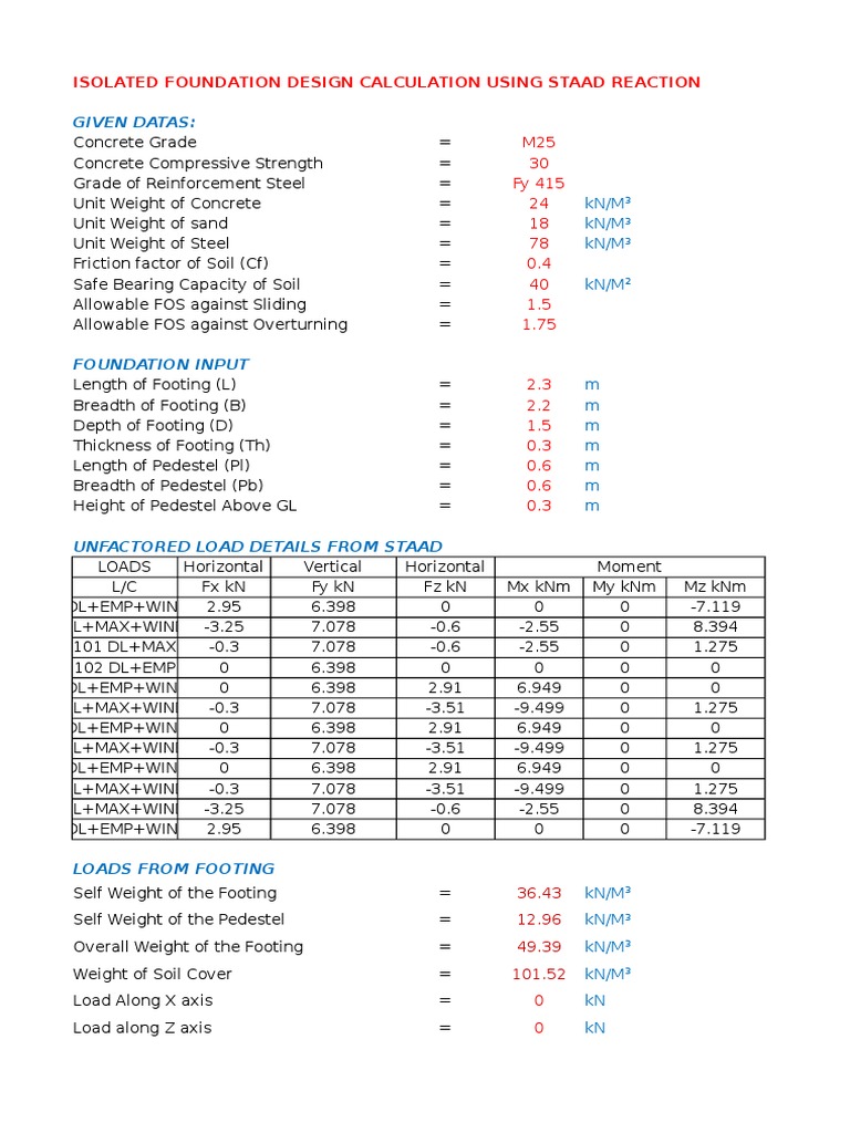 Isolated Foundation Design Calculation | PDF | Structural Engineering ...