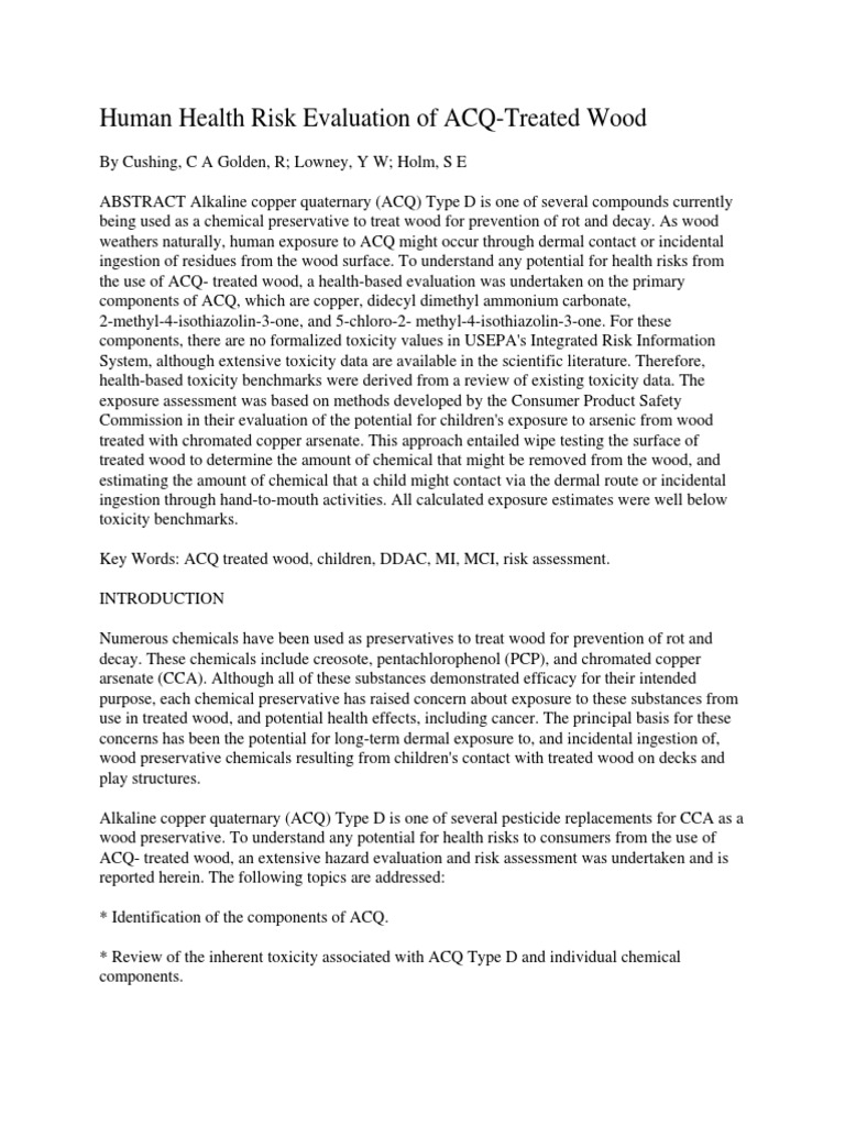 ACQ Wood | PDF | Toxicity | Copper