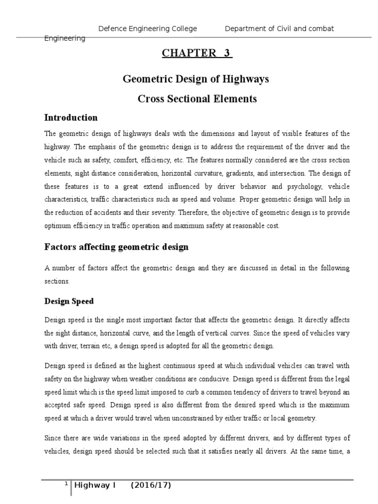 Chapter - 3-Geometric Design of Highways Cross Sectional Elements | PDF ...