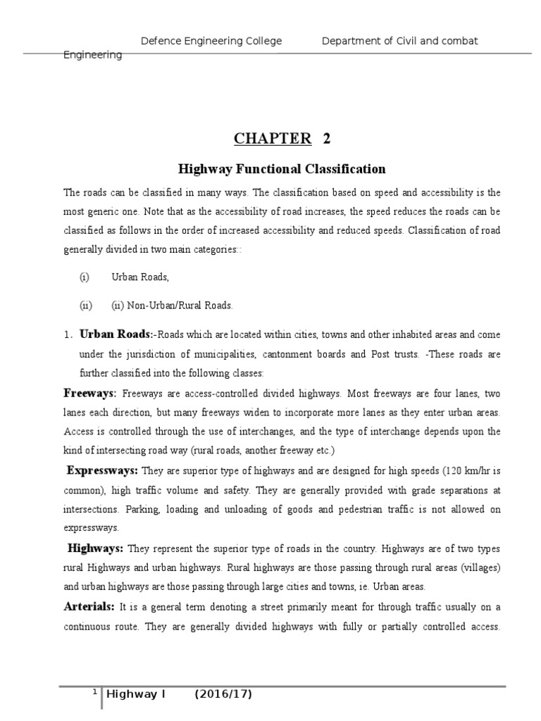 Chapter 2 Highway Functional Classification 1 | PDF | Controlled Access Highway | Traffic