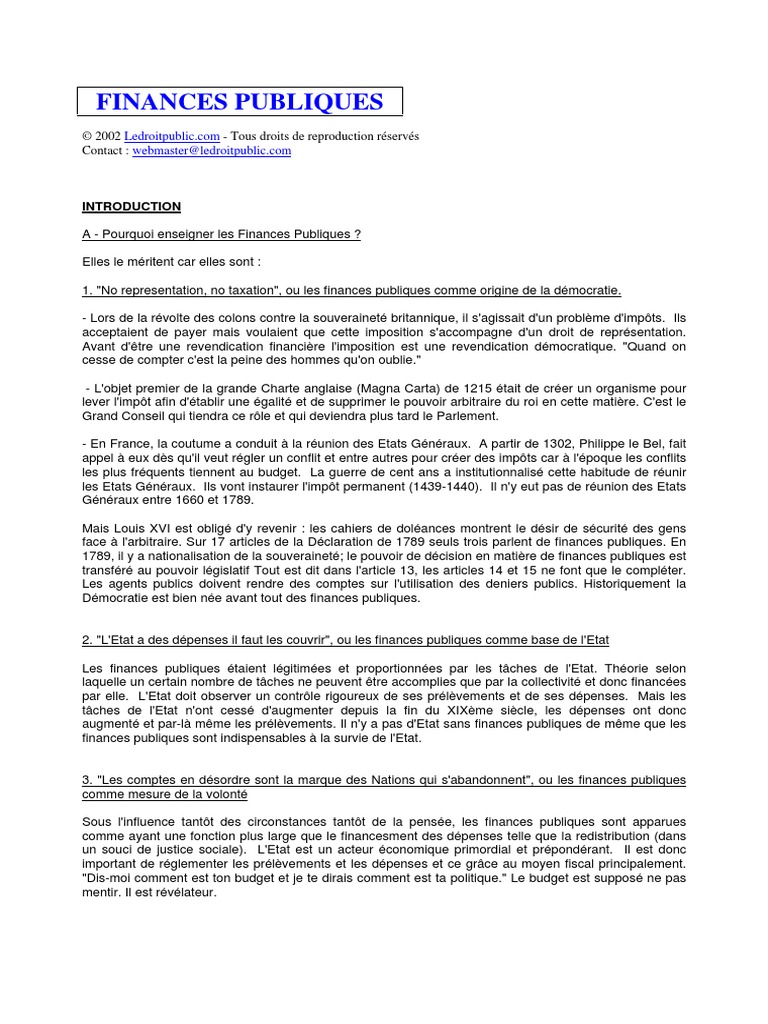 Cours de Finances Publiques PDF | PDF