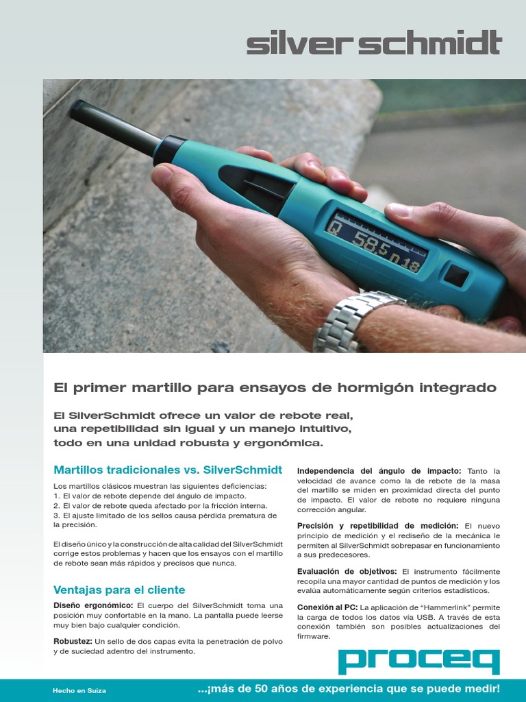 SilverSchmidt Esclerómetro Proceq | PDF | Medición | Factores humanos y ...