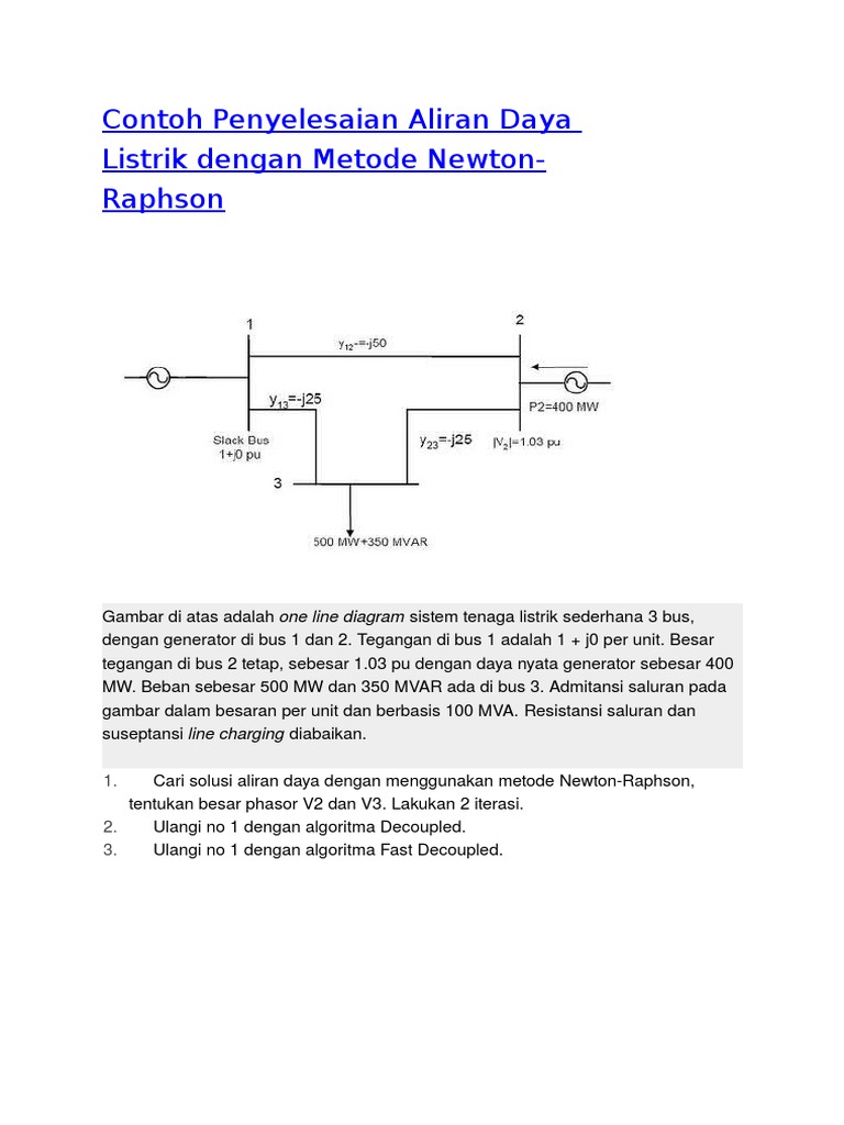 Penyelesaian Aliran Daya Metode Newton-Raphson | PDF