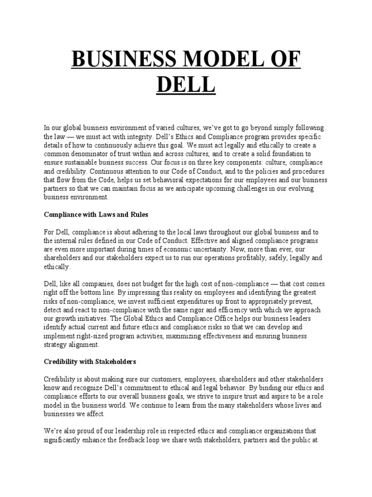 Business Model of Dell | PDF | Regulatory Compliance | Governance