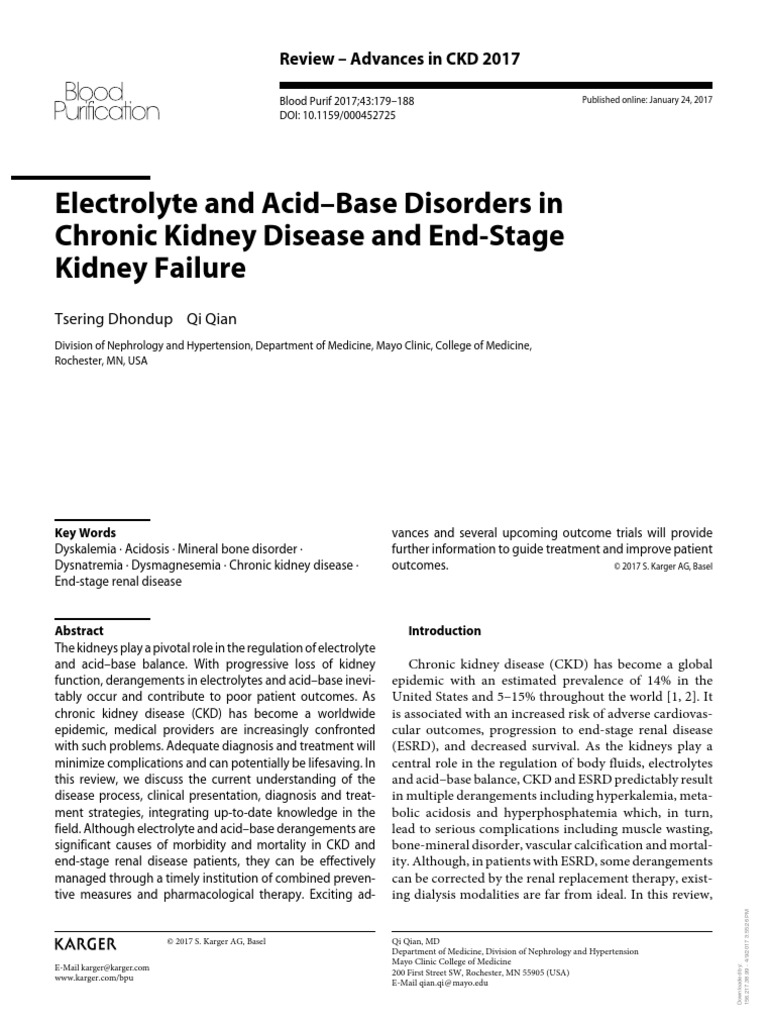 Electrolytes Disturbances in CKD and ESRD | Chronic Kidney Disease ...