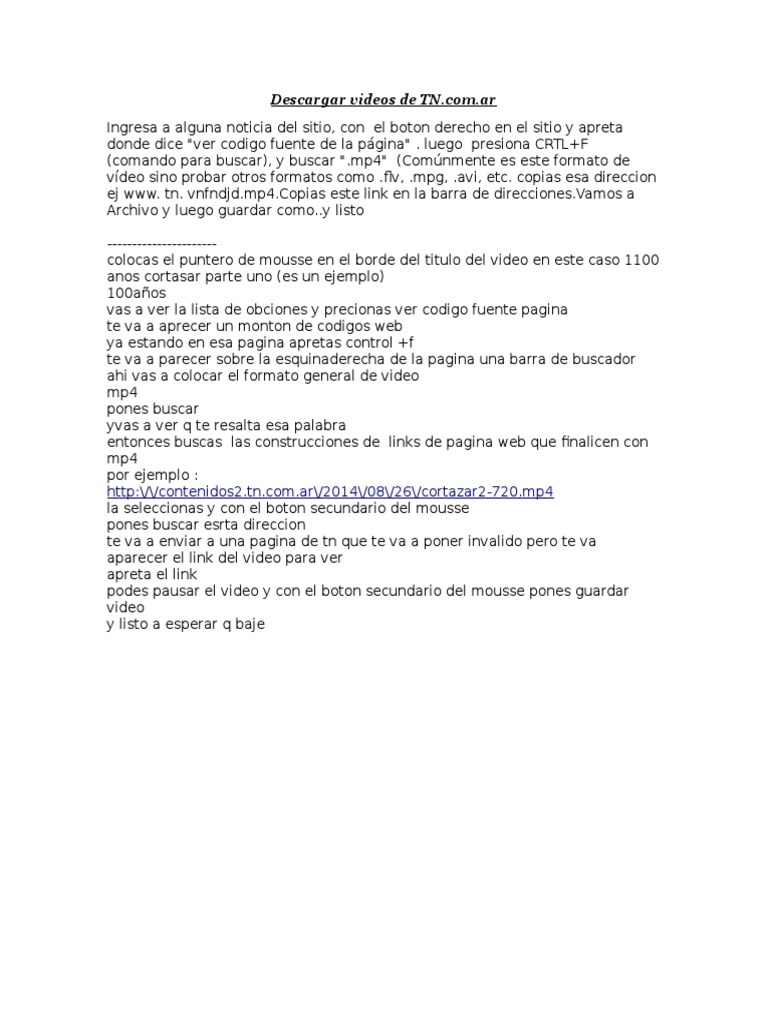 Descargar Videos de TN - Com.ar | PDF