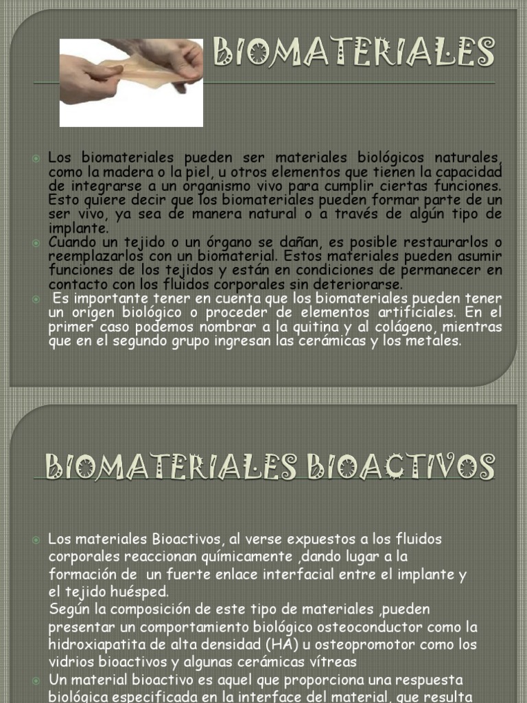 Exposicion de Los Biomateriales | PDF | Química | Materiales