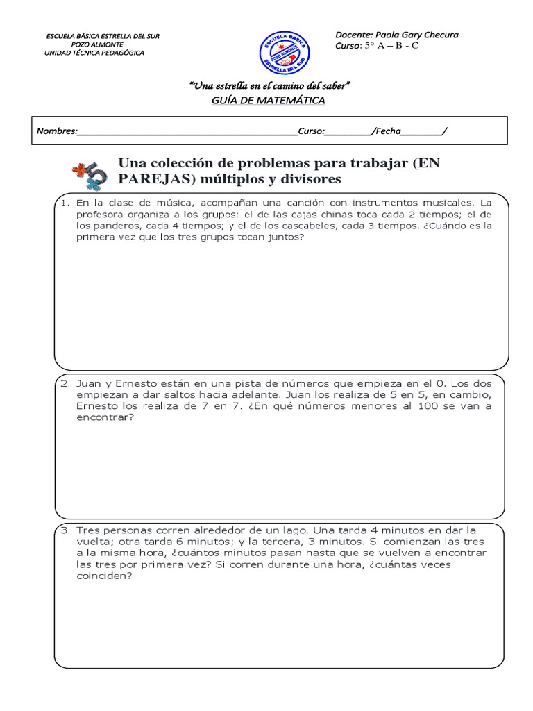 6° problemas multiplos | Multiplicación | Ocio