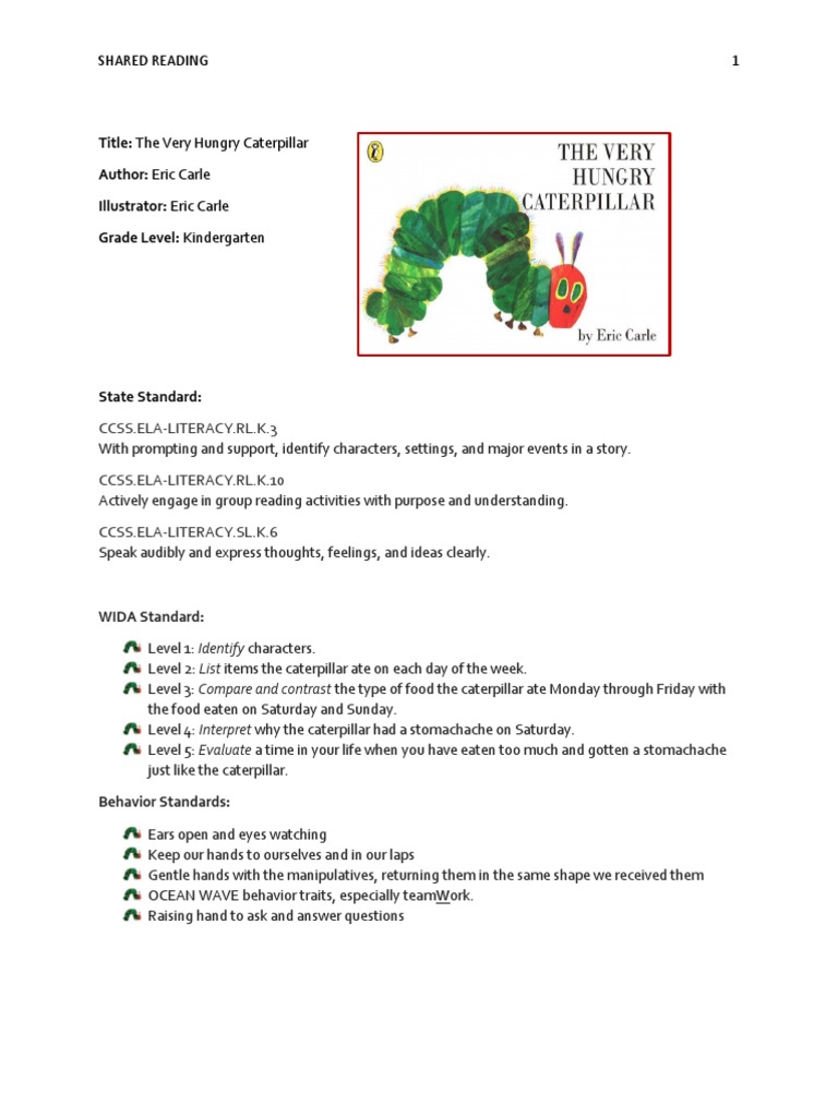 Shared Reading 5 Day Literacy Plan | PDF | Butterfly | Reading (Process)