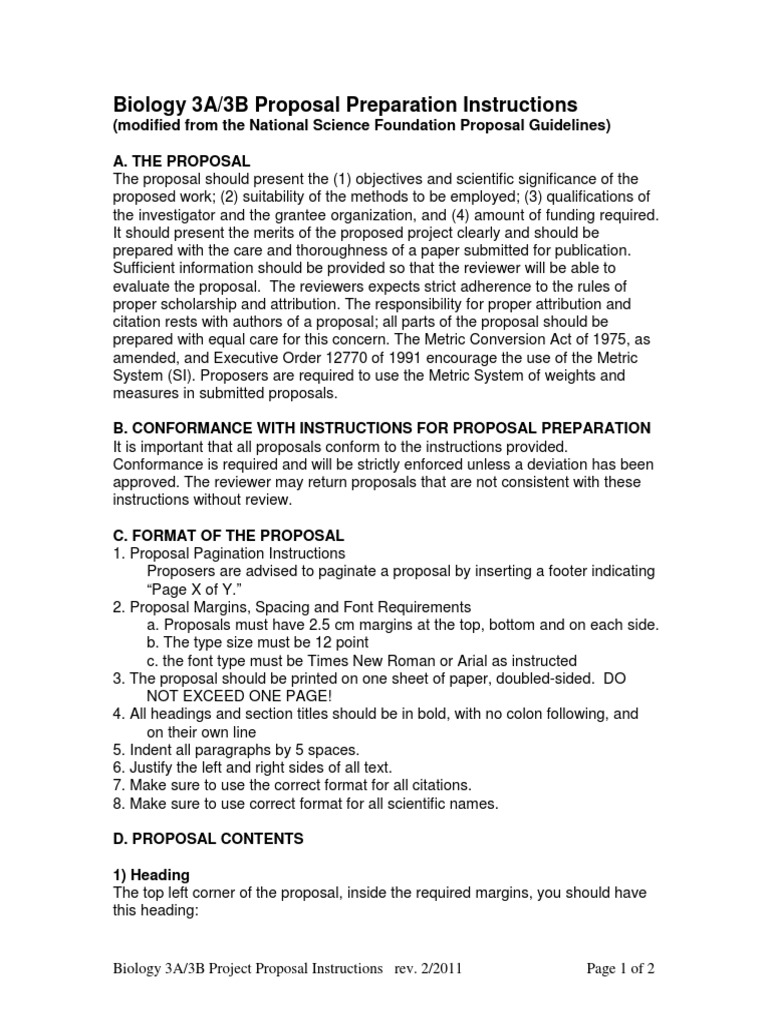 Biology 3A/3B Proposal Preparation Instructions | PDF | Citation ...