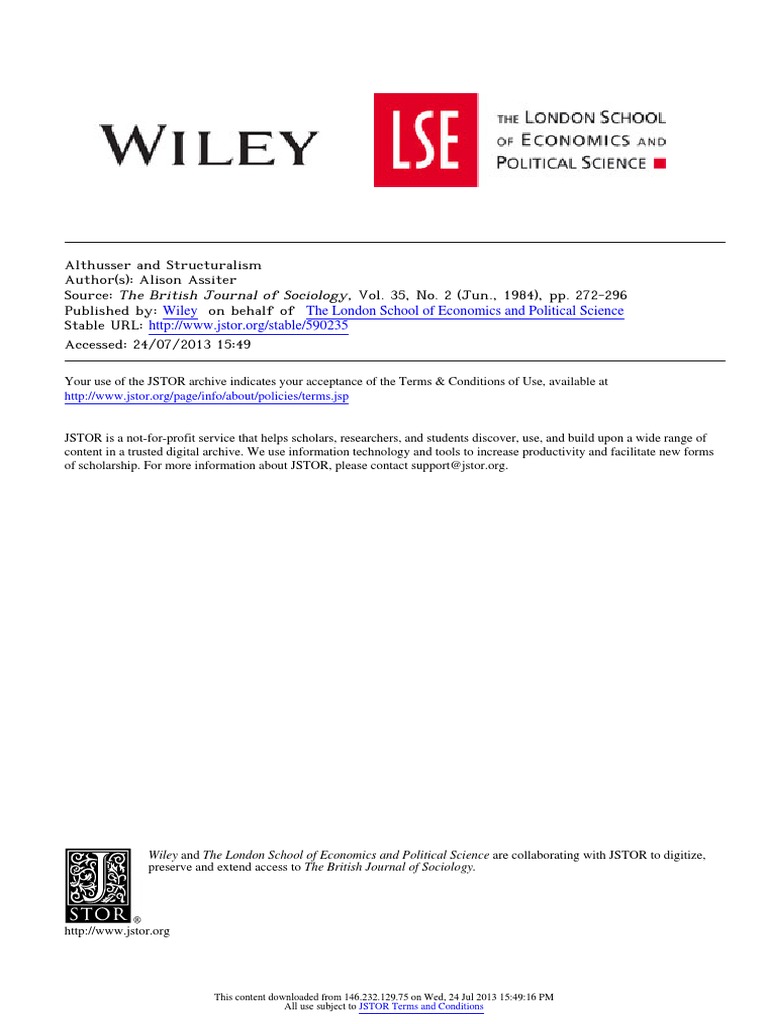 Alison Assiter (1984) Althusser and Structuralism | PDF | Louis ...