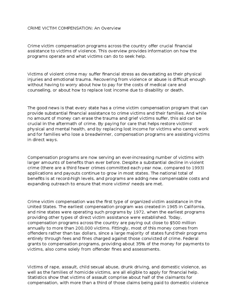 Overview of Crime Victim Compensation | PDF | Victimology | Violence