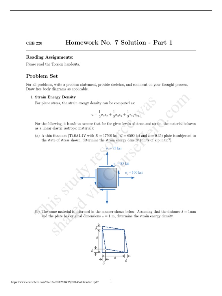 CEE 220 Homework 7 Solutions Overview | PDF | Teaching Methods & Materials