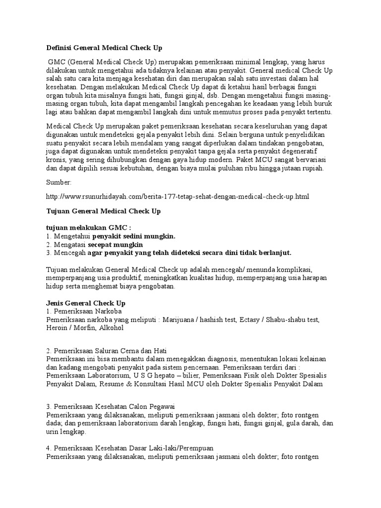 Definisi General Medical Check Up | PDF