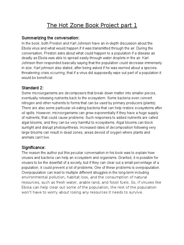 The Hot Zone Book Project Part 1 | PDF