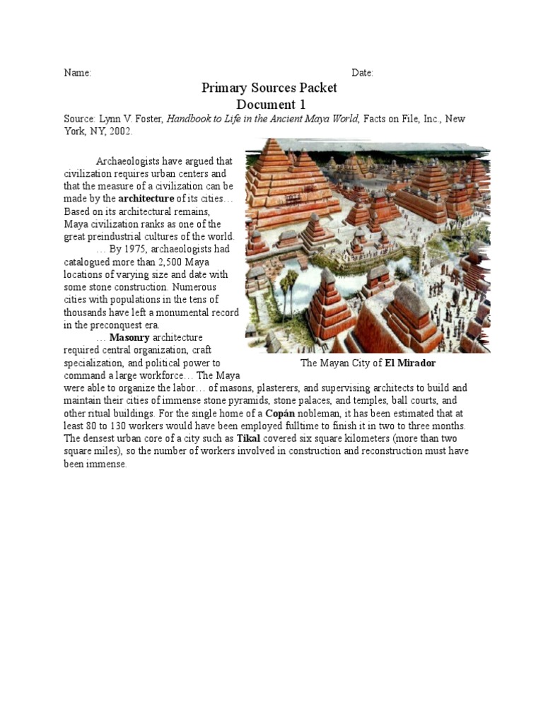 primary sources packet | Maya Civilization