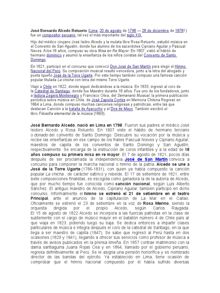 Biografía de José Bernardo Alcedo | PDF | Personas | Entretenimiento ...