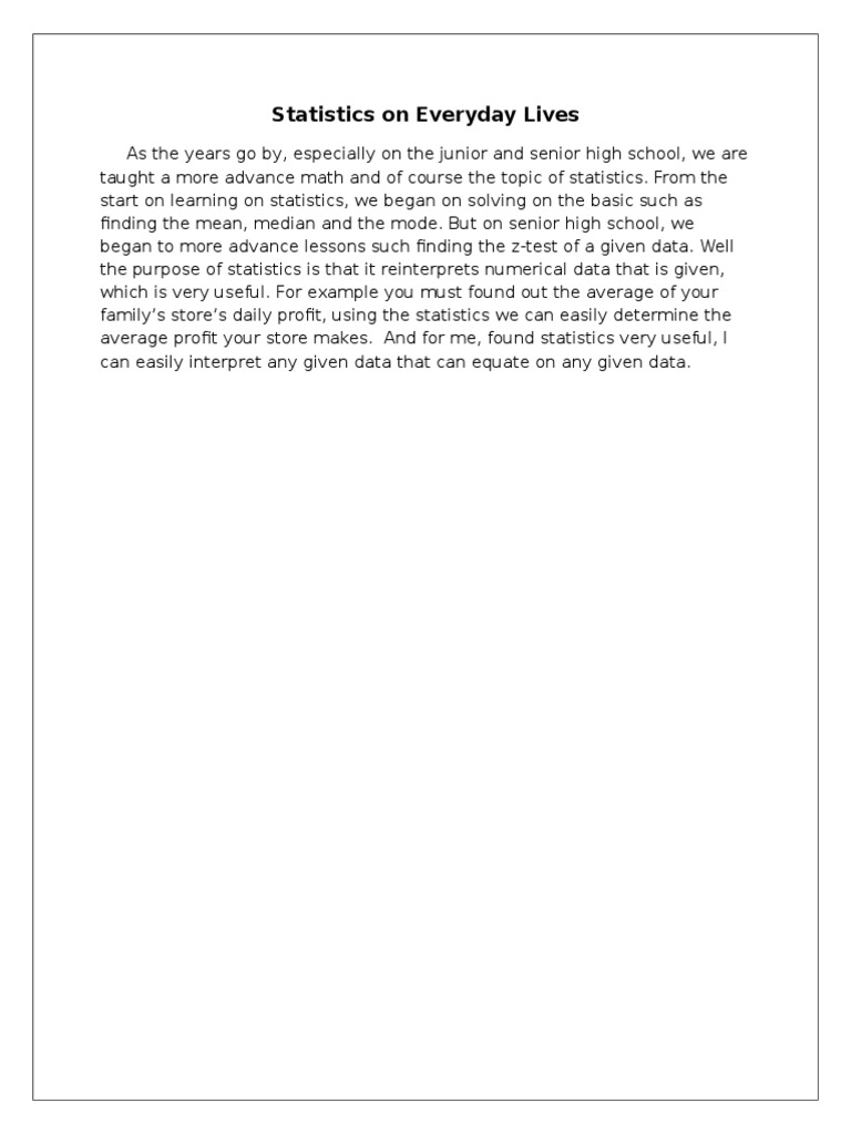 Importance of Statistics in Daily Life | PDF