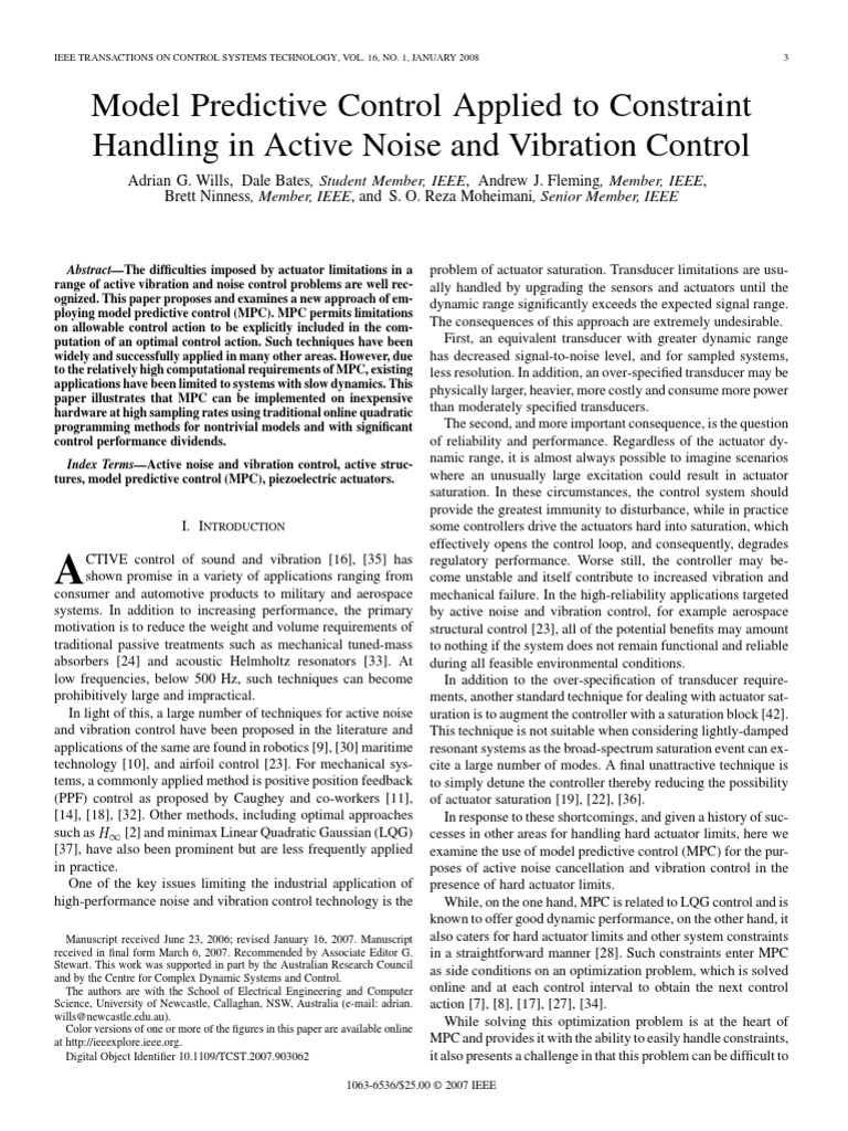 Model Predictive Control Applied To Constraint Handling in Active Noise ...
