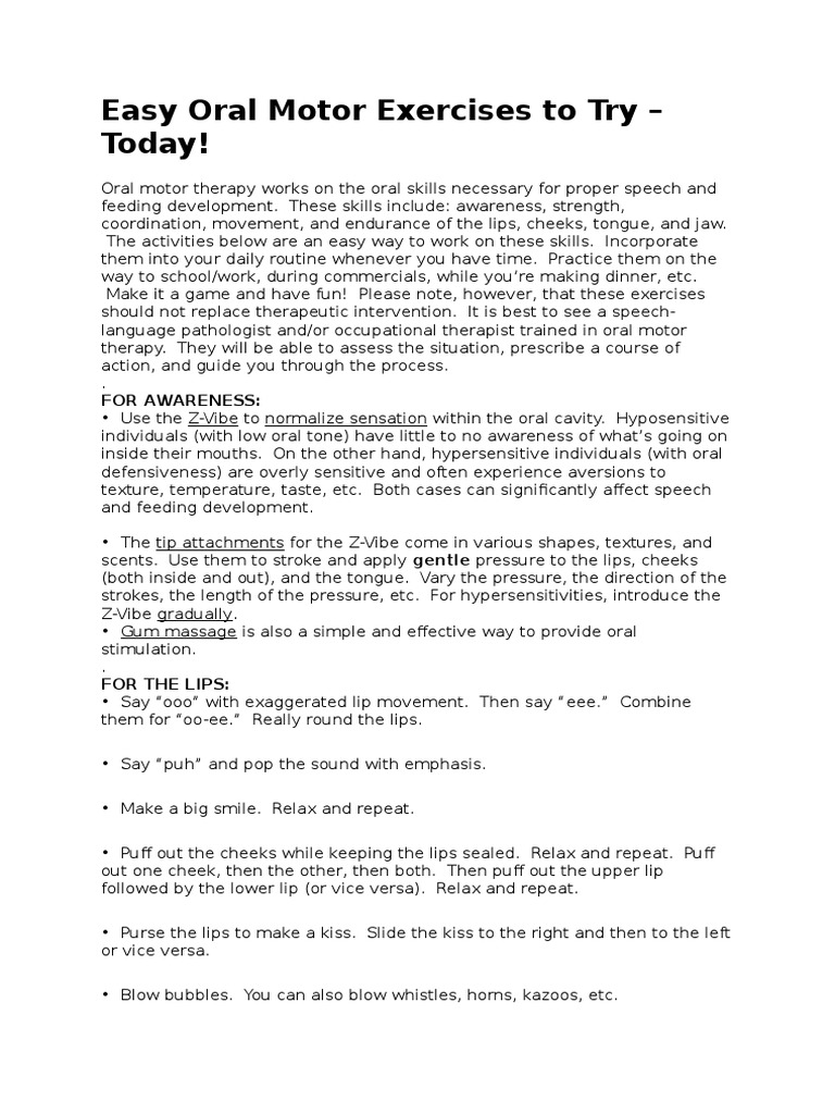 Easy Oral Motor Exercises to Try | Tongue | Mouth