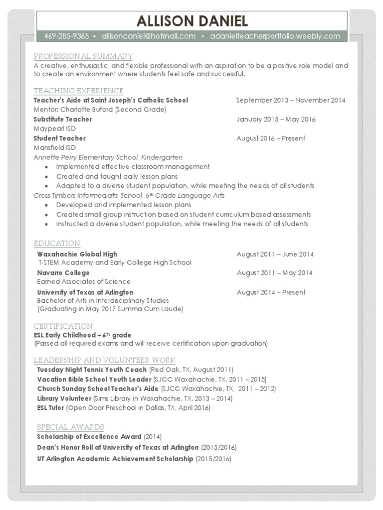 Resume - Allison Daniel | PDF