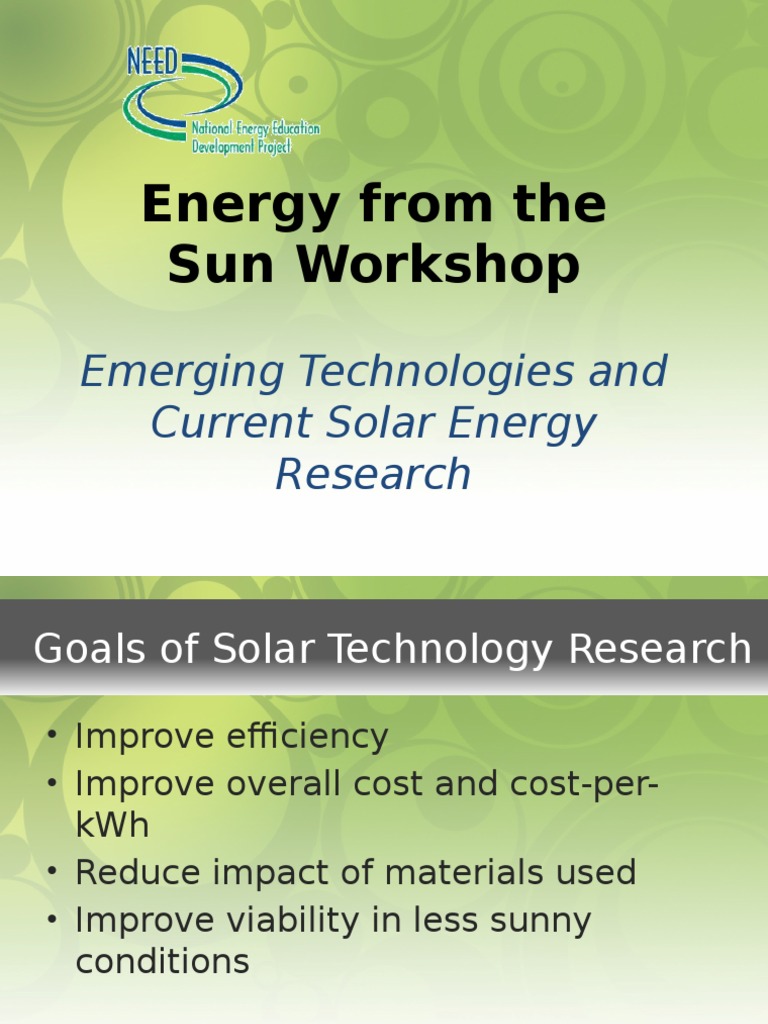Solar Energy Research Workshop Insights | PDF