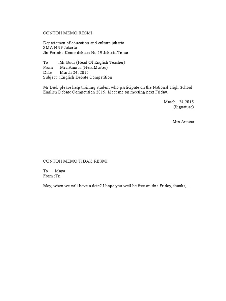 Contoh Memo Resmi | PDF