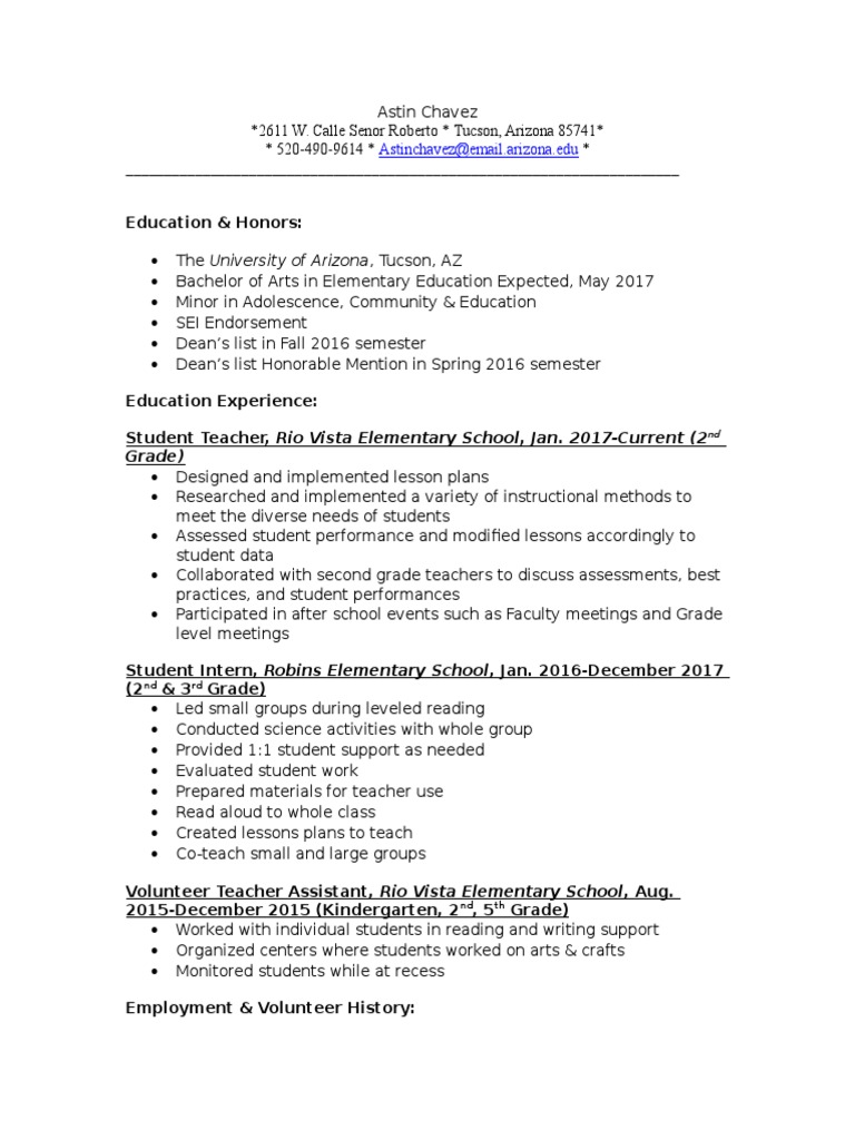 Resume Spring 2017 | PDF