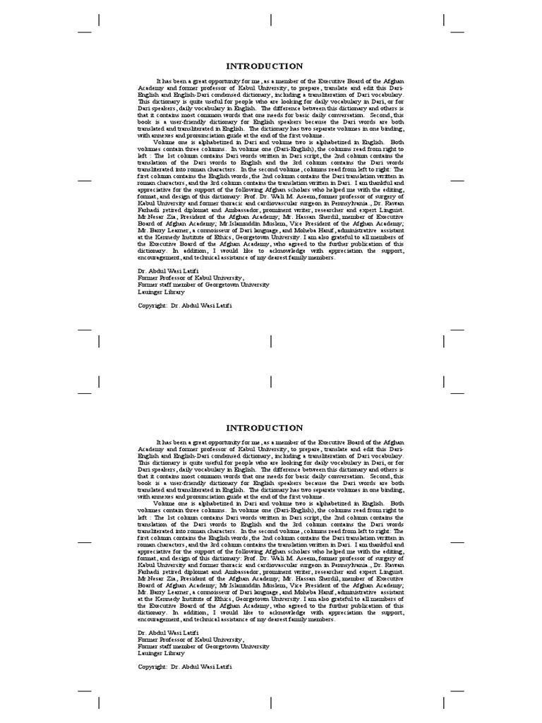 Dari-Eng-Text Form - A - To - Z | PDF | Persian Language | English Language