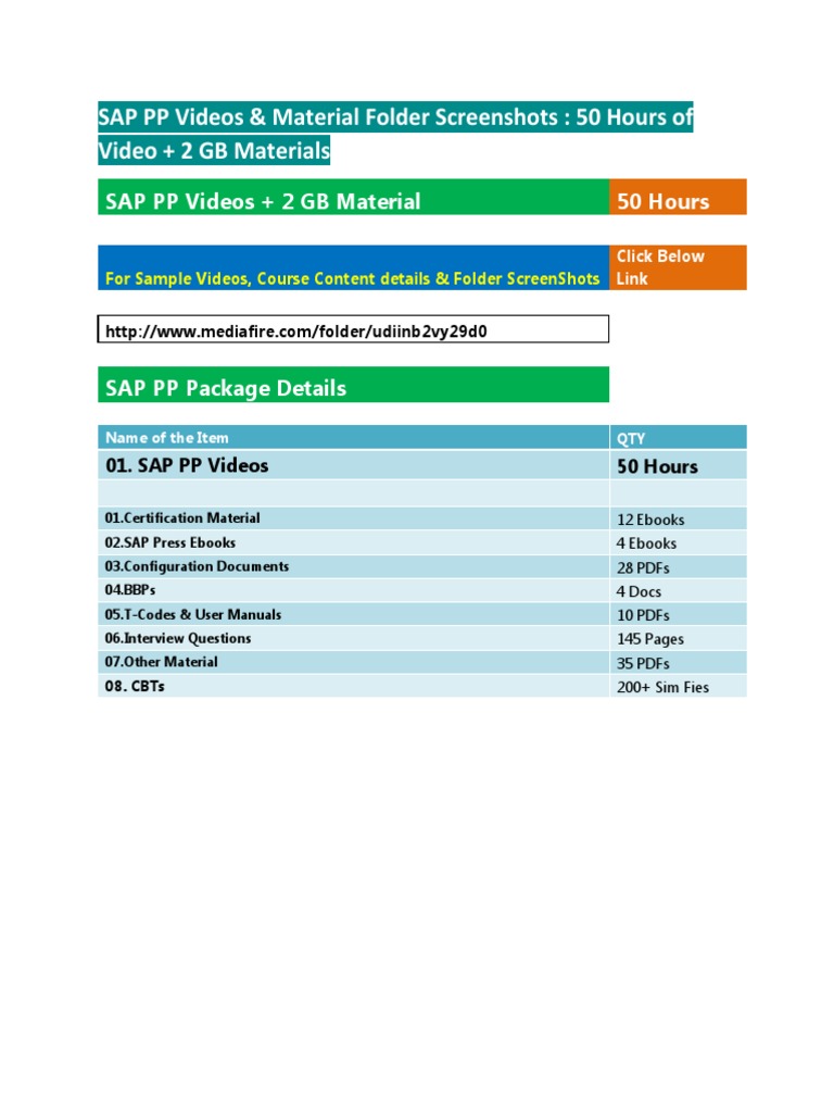 03.SAP PP Training Videos + Materials-Folder Screenshots PDF | PDF