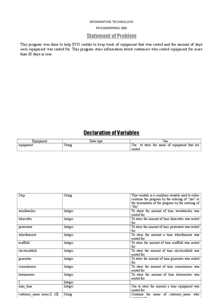 CXC Information Technology Sba CXC | PDF | Variable (Computer Science ...