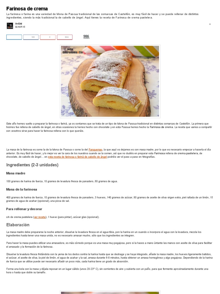 Farinosa de Crema - Gastronomía & Cía | PDF | De masa fermentada | Levadura