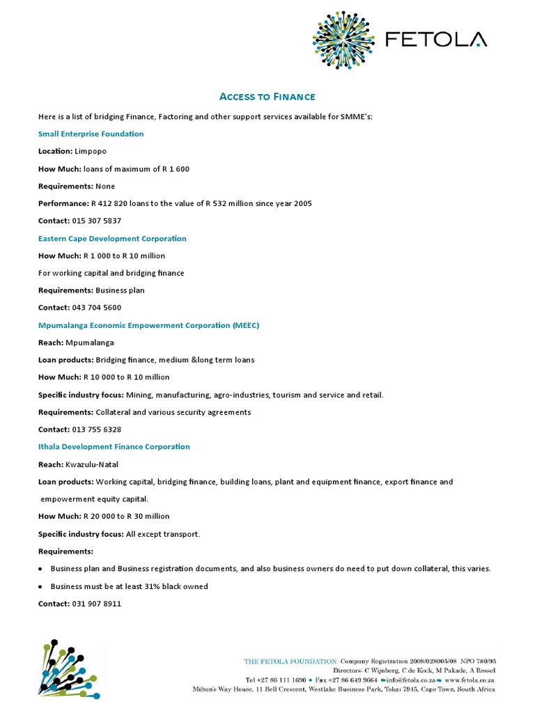 Access To Finance: Small Enterprise Foundation | PDF | Factoring ...