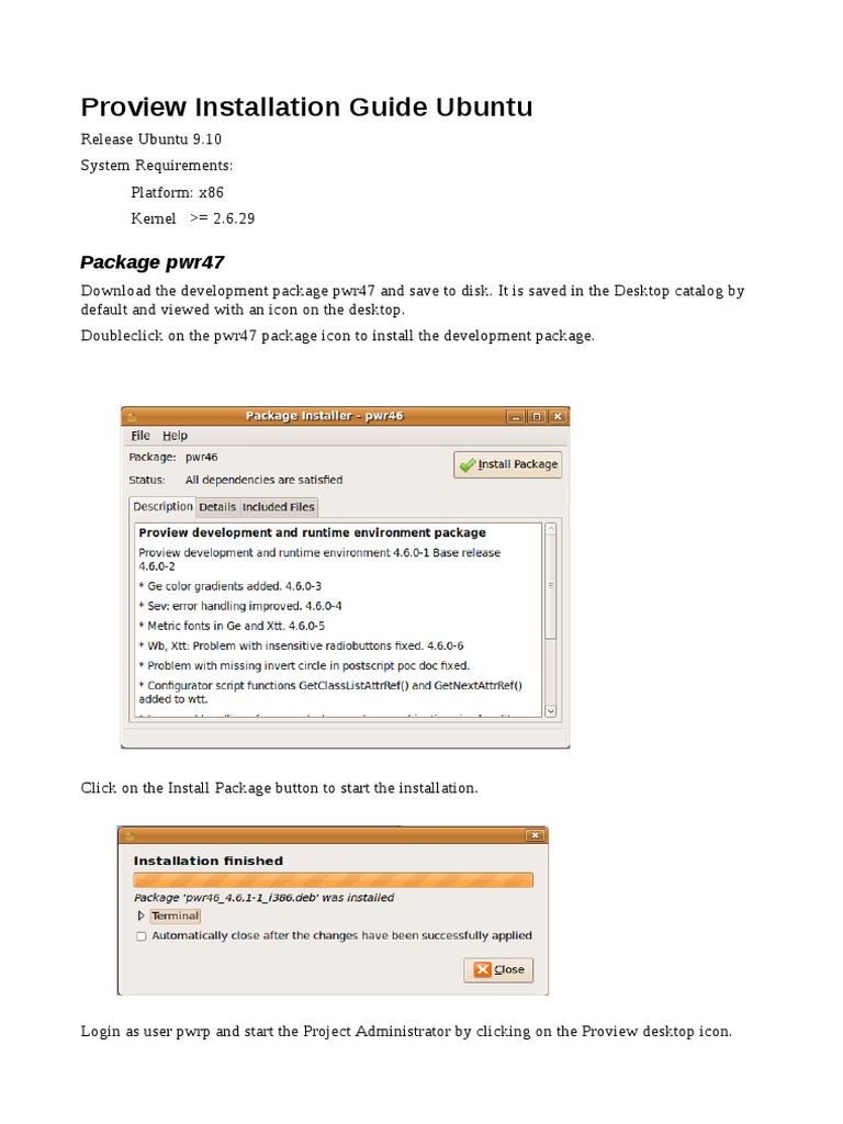 Proview Installation Guide Ubuntu: Package pwr47 | PDF