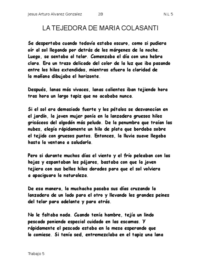 La Tejedora de Maria Colasanti | PDF