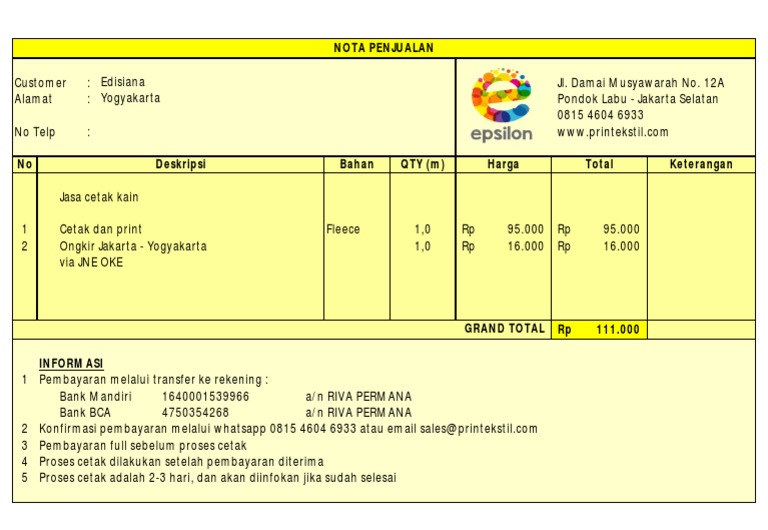 Nota Penjualan | PDF