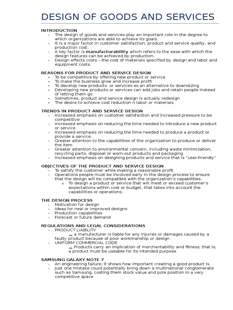 Design of Goods and Services | PDF | Reliability Engineering | Design